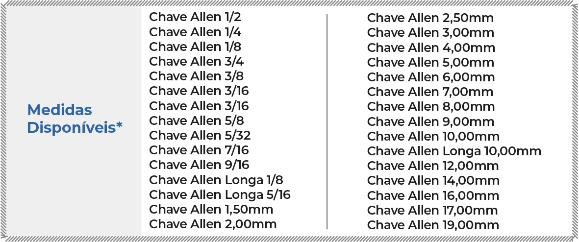 Chave Allen - Kiferro - Comércio de Ferro e Aço